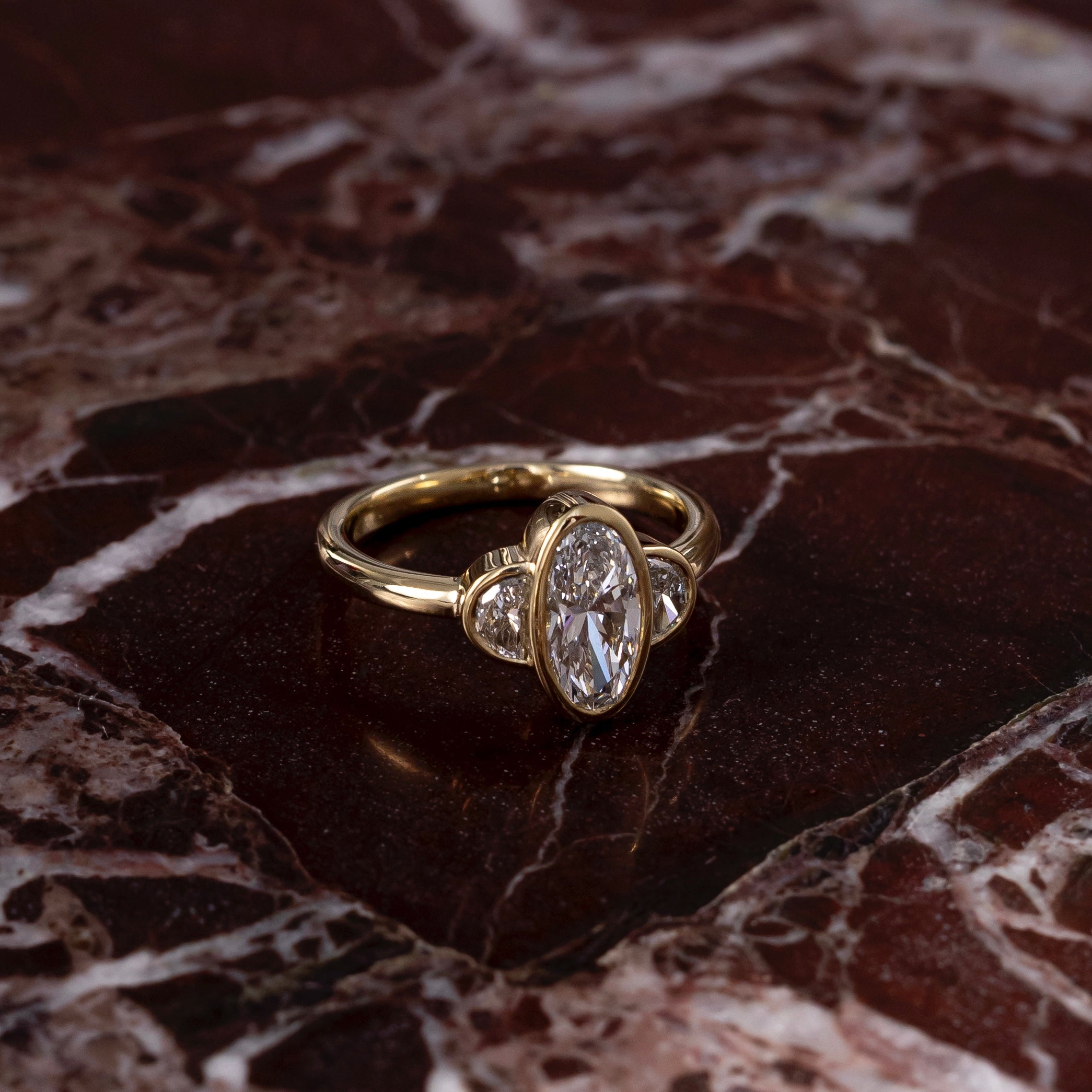 The Margot Ring - Oval and Half Moon Bezel Trilogy - TMC Fine Jewellers