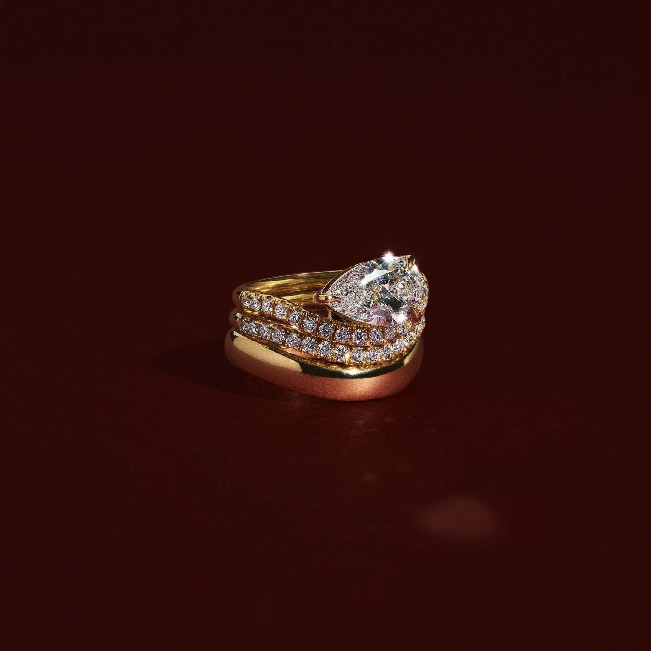 The Maya Ring - Pear Curved Solitaire - TMC Fine Jewellers